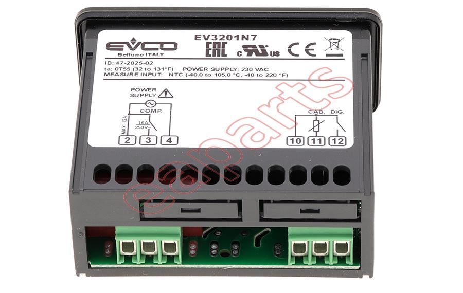 Θερμοστάτης EVCO με χρονική απόψυξη 220volt -50 έως +105 o C, 1 αισθητήρα