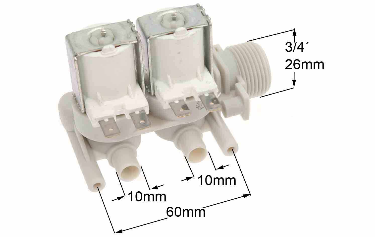 Βαλβίδα 220V, διπλή - Φ10 εισαγωγής νερού πλυντηρίου ρούχων ARISTON ...